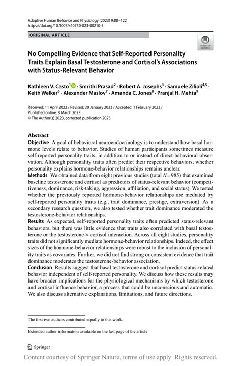 Pdf No Compelling Evidence That Self Reported Personality Traits