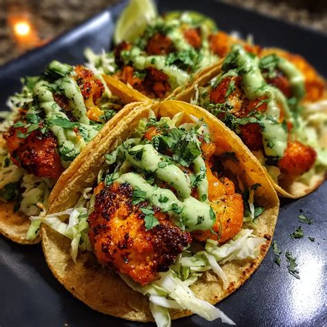 Buffalo Cauliflower Tacos With Avocado Crema Simple Recipes