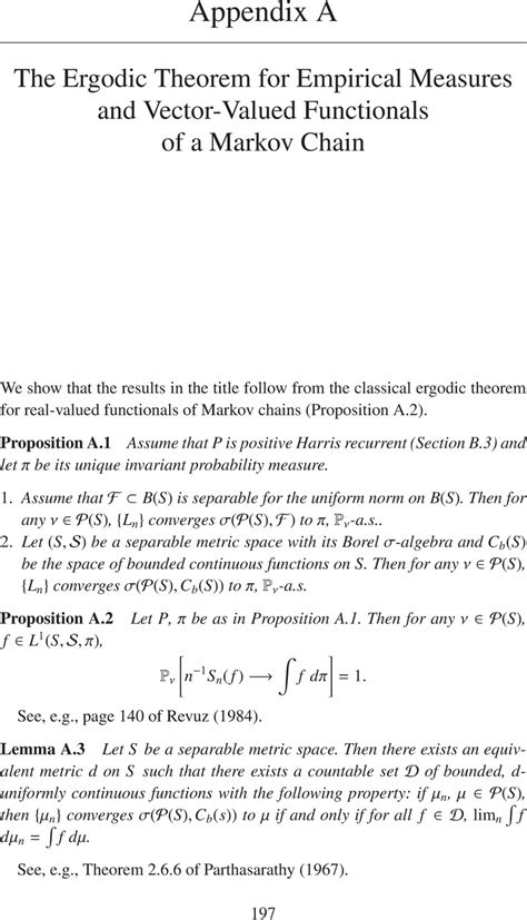 The Ergodic Theorem For Empirical Measures And Vector Valued Functionals Of A Markov Chain