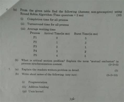 operating system question paper 2022 question paper operating system