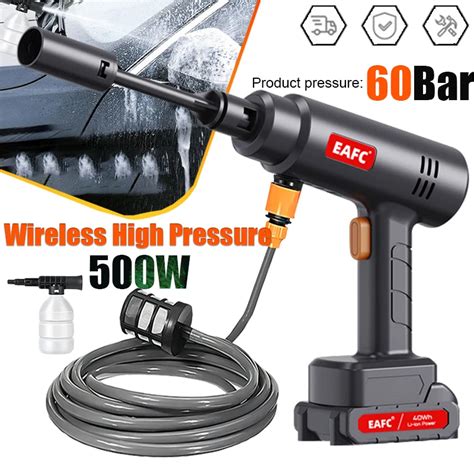 무선 고압세차기 Eafc 휴대용 세차 물총 60bar 고압 워터 펌프 전기 가정용 기계 도구 자동차 청소 티몬