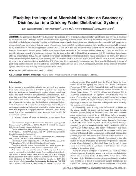 Pdf Modeling The Impact Of Microbial Intrusion On Secondary