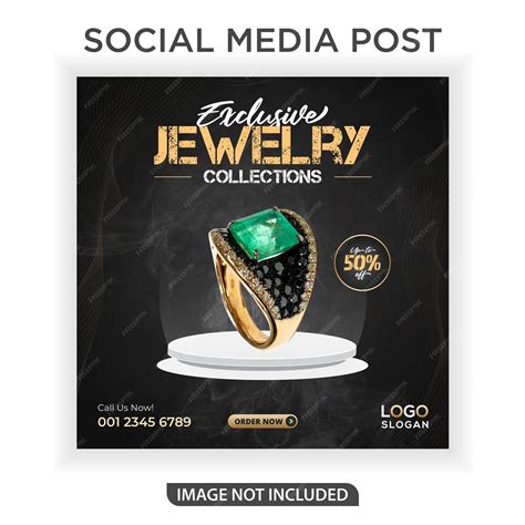 Jewelry Ring Sale Social Media Banner Post Premium Vector