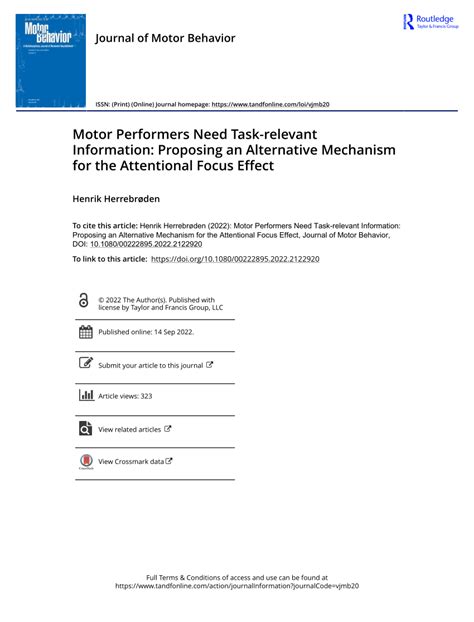 Pdf Motor Performers Need Task Relevant Information Proposing An