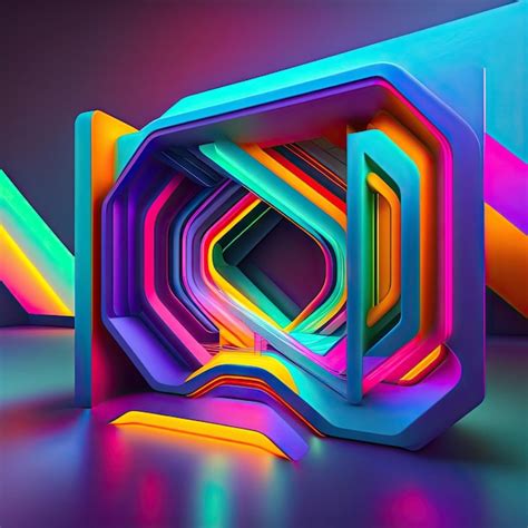 Premium Ai Image 3d Render Abstract Geometric Neon Background