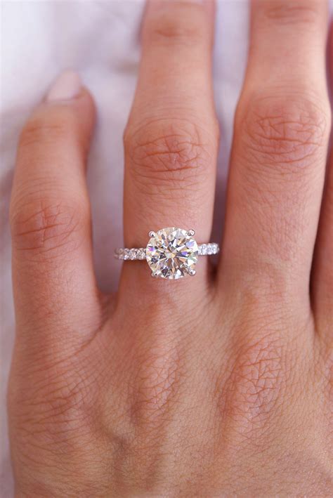 Round Engagement Ring With Diamond Band At Andy Sage Blog