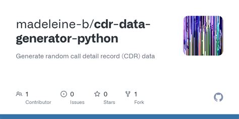 Github Madeleine B Cdr Data Generator Python Generate Random Call Detail Record Cdr Data