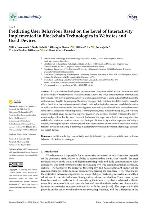 Pdf Predicting User Behaviour Based On The Level Of Interactivity Implemented In Blockchain