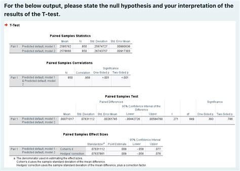 Solved For The Below Output Please State The Null