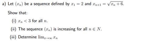 Solved a Let n be a sequence defined by ₁ and n ₂ Chegg