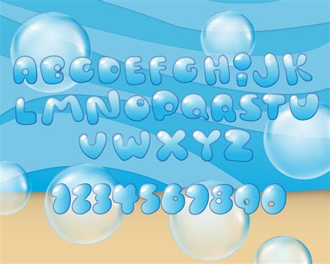 Bubble Guppies Font Alphabet With Numbers Background And Badge Included