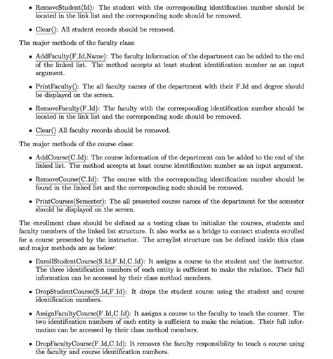 1 The Enrollment System With Linked List You Will