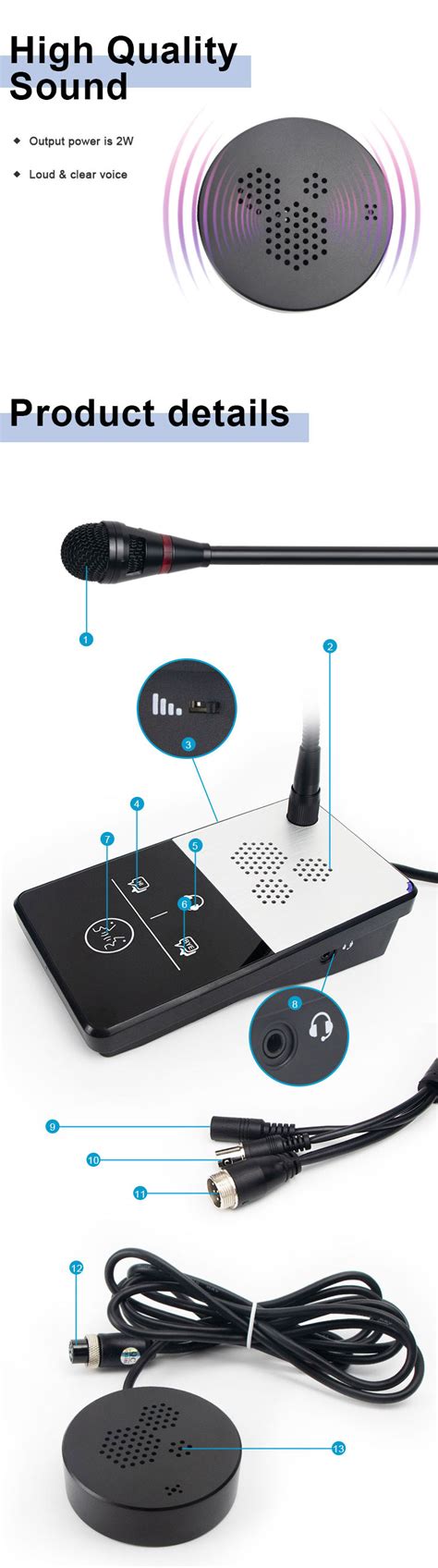Dual Way Window Counter Communication Intercom System For Bank Hospital Cafe Railway Station