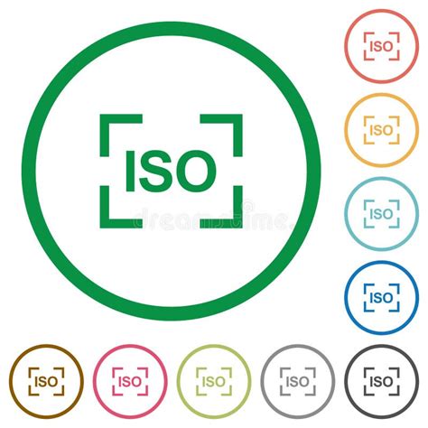 Camera Iso Speed Setting Flat Icons With Outlines Stock Vector Illustration Of Brightness