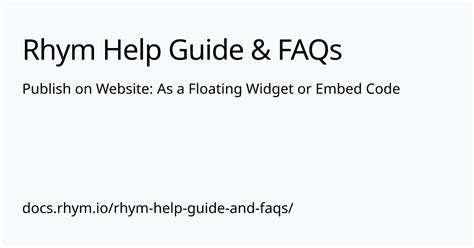 Publish On Website As A Floating Widget Or Embed Code Rhym Help