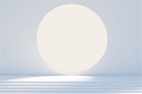 둥근 창 조명이 있는 흰색 기하학적 플랫폼 화장품 시연을 위한 최소한의 장면 진열장 프로모션 디스플레이 3d 그림 그림자에 대한 스톡 사진 및 기타 이미지 Istock