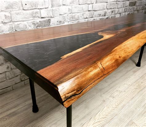 Live Edge Walnut And Epoxy Coffee Table Etsy Canada