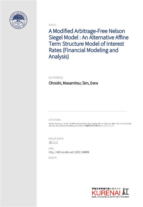 pdf a modified arbitrage free nelson siegel model an alternative