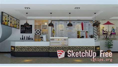Interior Milk Tea Shop Sketchup Models For Free Download