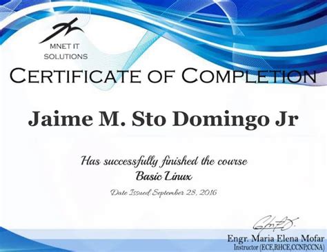 Certificate For Basic Linux Ppt