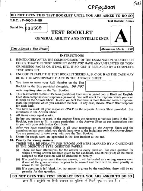 General Intelligence Practice Papers Pdf