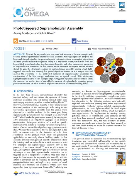 Pdf Phototriggered Supramolecular Assembly