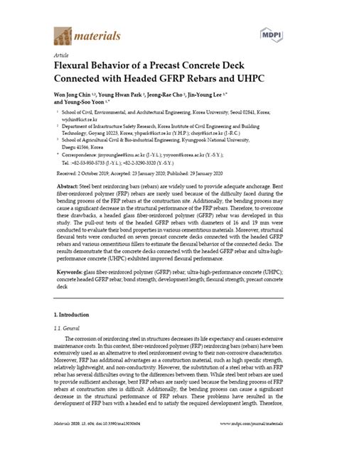 Flexural Behavior Of A Precast Concrete Deck Connected