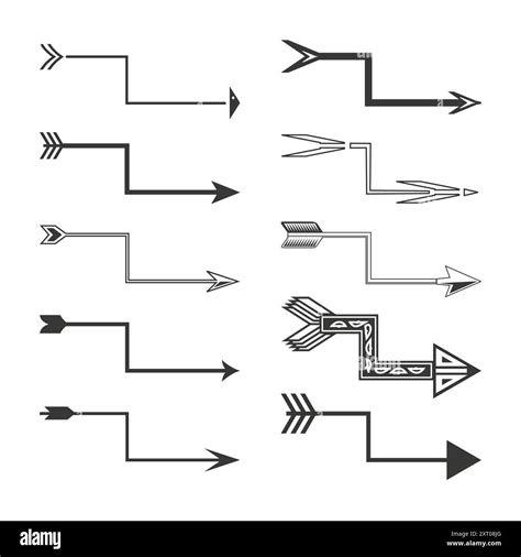 Decorative Arrow Set Ten Vector Designs Black And White Ethnic And Geometric Patterns Stock