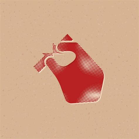 Finger Gesture Halftone Style Icon With Grunge Background Vector