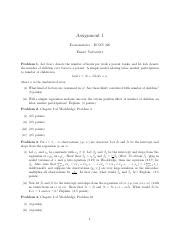 Econ320 Hw1 Pdf Assignment 1 Econometrics ECON 320 Emory University Problem 1 Let Hours