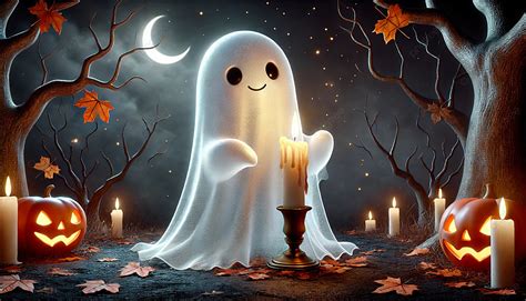 Cute Halloween Ghost Background Halloween Ghost Background Cute Halloween Ghost With Candle