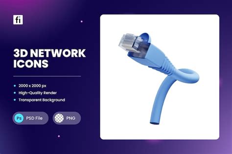 Premium Psd 3d Illustration Network Ethernet Cable Icons