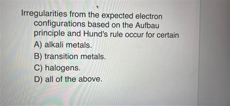Solved Irregularities From The Expected Electron