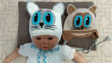 Прикольная вязаная шапочка котик Вязание крючком МК Часть 2 Youtube