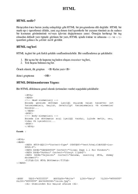 Pdf Html Html Nedir Ergin İnce