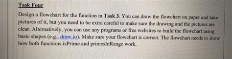Solved Task Four Design A Flowchart For The Function In Task Chegg