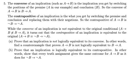 Solved 5 The Converse Of An Implication Such As A→b Is