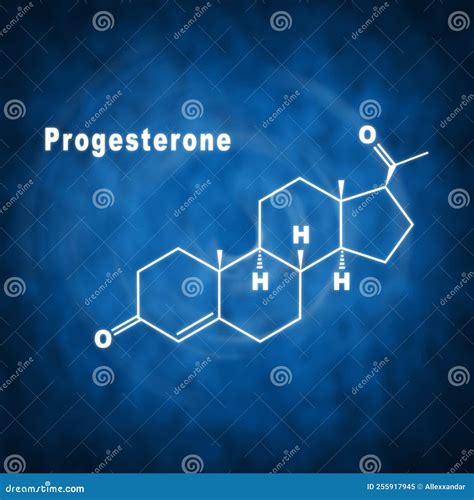 Progesterone Structural Formula Of Molecular Structure Vector Illustration
