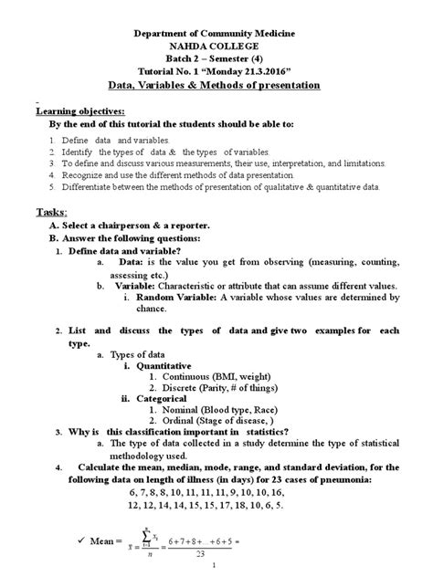 1 Biostatistics Tutor Pdf Level Of Measurement Median