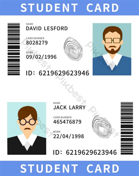 학생증 파란색과 흰색 명함 템플릿 일러스트 Ai 무료 다운로드 Pikbest