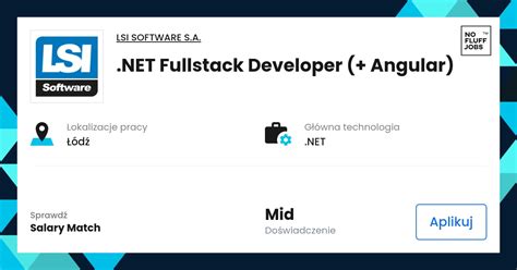 Praca Net Fullstack Developer Angular Fullstack Lsi Software