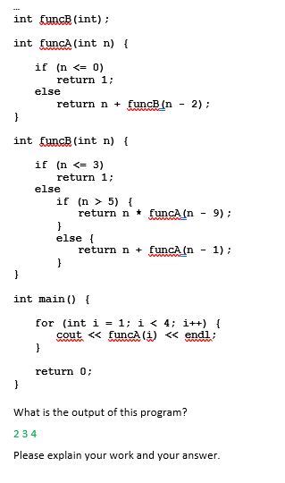 solved int funco int int funca int n { if n