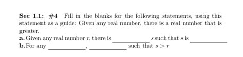 Solved Sec 11 4 ﻿fill In The Blanks For The Following