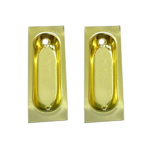 Qcaa Solid Brass Rectangular Flush Pull 3 1x18 X 38 Polish Brass 2 Pack Made In Taiwan