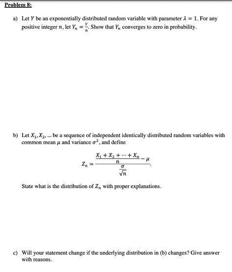 Solved Problem 8 A Let Y Be An Exponentially Distributed