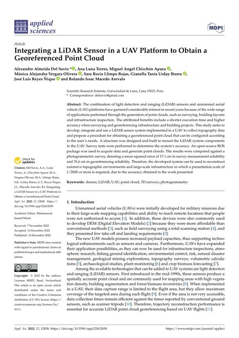 Pdf Integrating A Lidar Sensor In A Uav Platform To Obtain A