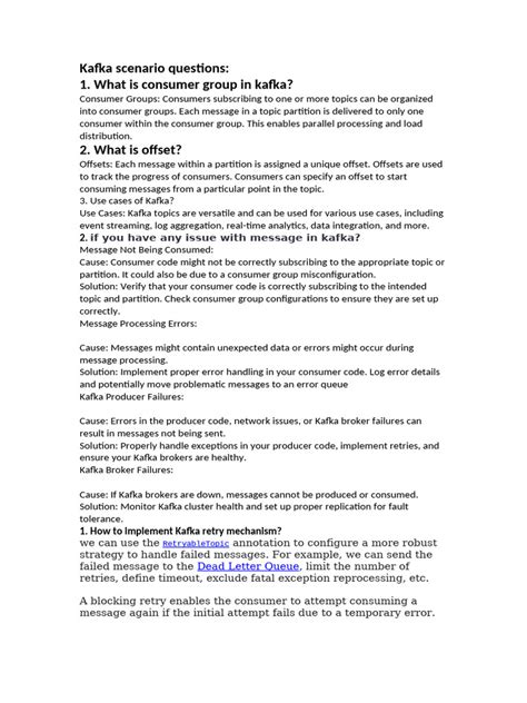 Kafka Scenario Questions Pdf Replication Computing Computer Cluster