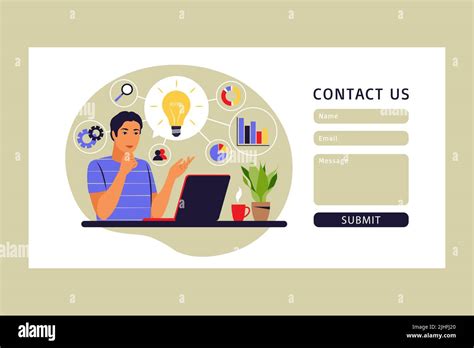 Mind Map Concept Business Idea Generation Contact Us Form Vector
