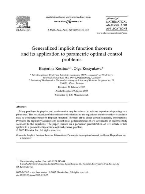 Generalized Implicit Function Theorem Pdf Function Mathematics Equations