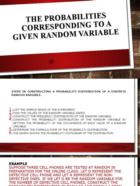 The Probabilities Corresponding To A Given Random Variable Pdf